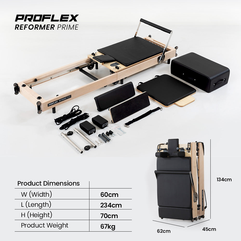 PROFLEX Wooden Pilates Reformer Machine, Stretch Bed with box and jump ...
